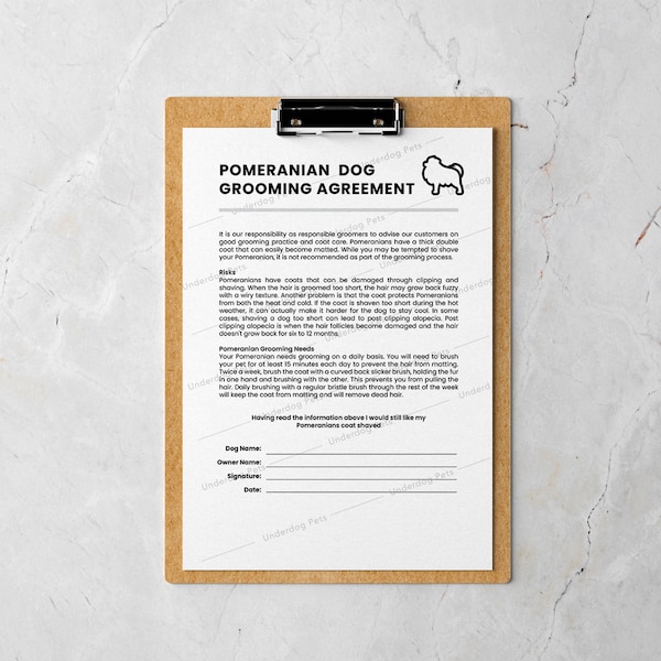 Dog Grooming Release Form - Etsy