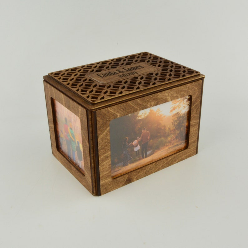 Personalized Wooden Memory Box With Photo Frame, Keepsake Storage Box ...