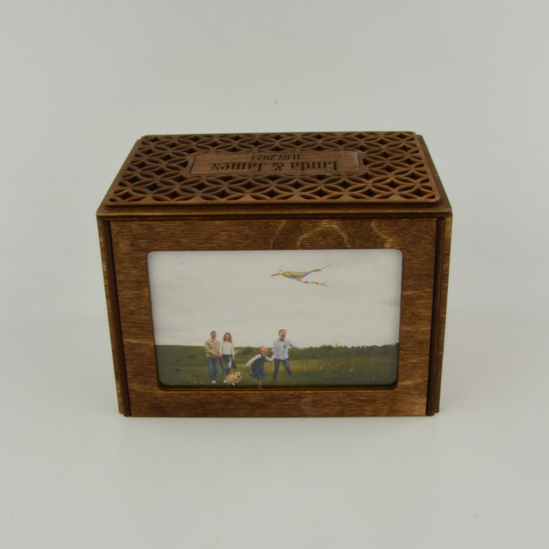 Personalized Wooden Memory Box With Photo Frame, Keepsake Storage Box ...