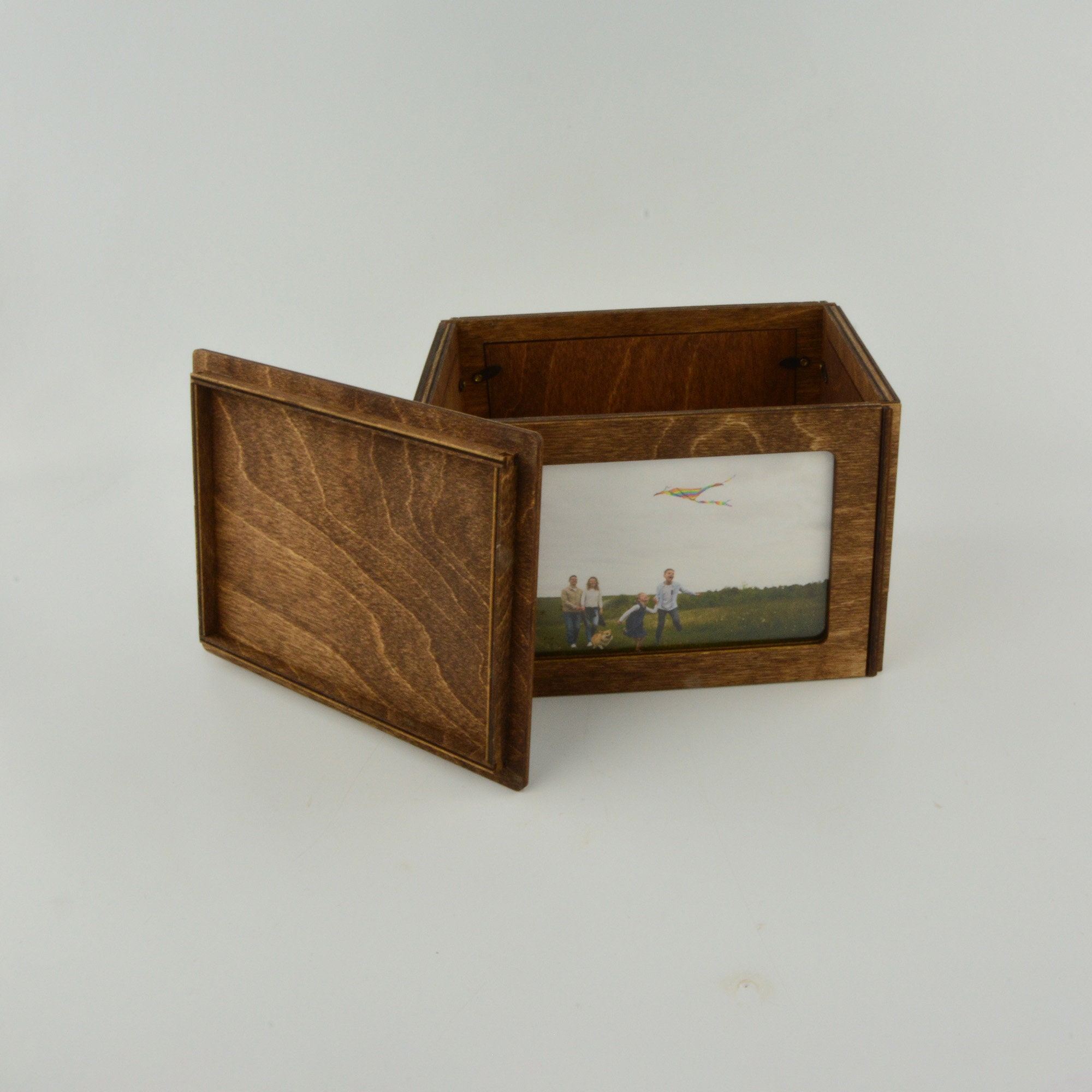 Personalized Wooden Memory Box With Photo Frame, Keepsake Storage Box ...