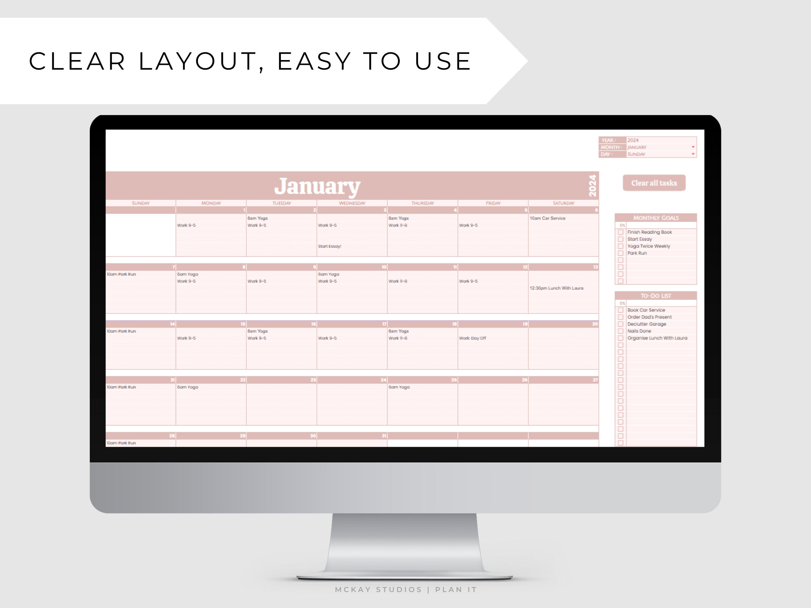 Google Sheets Spreadsheet Template Digital Planning Editable Monthly ...