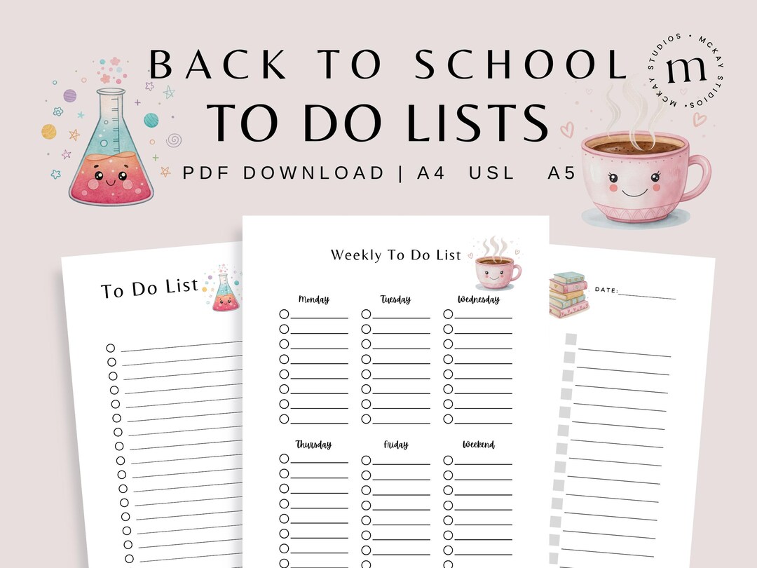 Back to School Printable to Do Lists | Cute Academic Printables Vibes ...