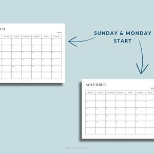 2024 Monthly Printable Landscape Calendar Monthly Planner Wall Calendar ...