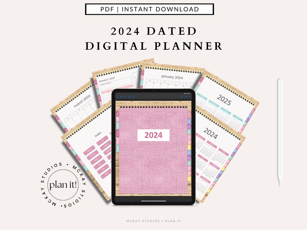 2024 Dated Digital Planner Simple Digital Planner Daily Planner Monthly ...