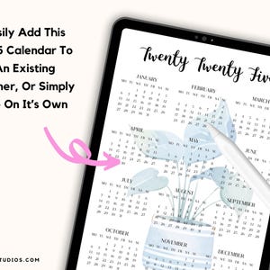 2025 Yearly Calendar Digital Calendar Full Year View Digital Planning ...