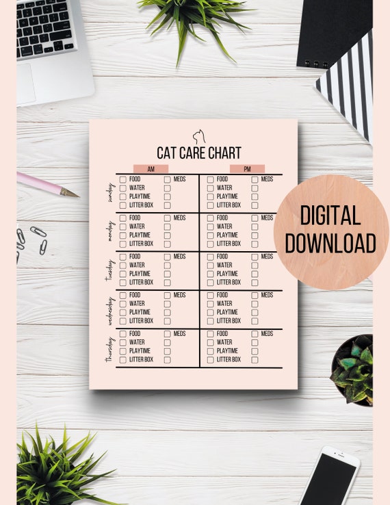 Cat Care Chart | Etsy