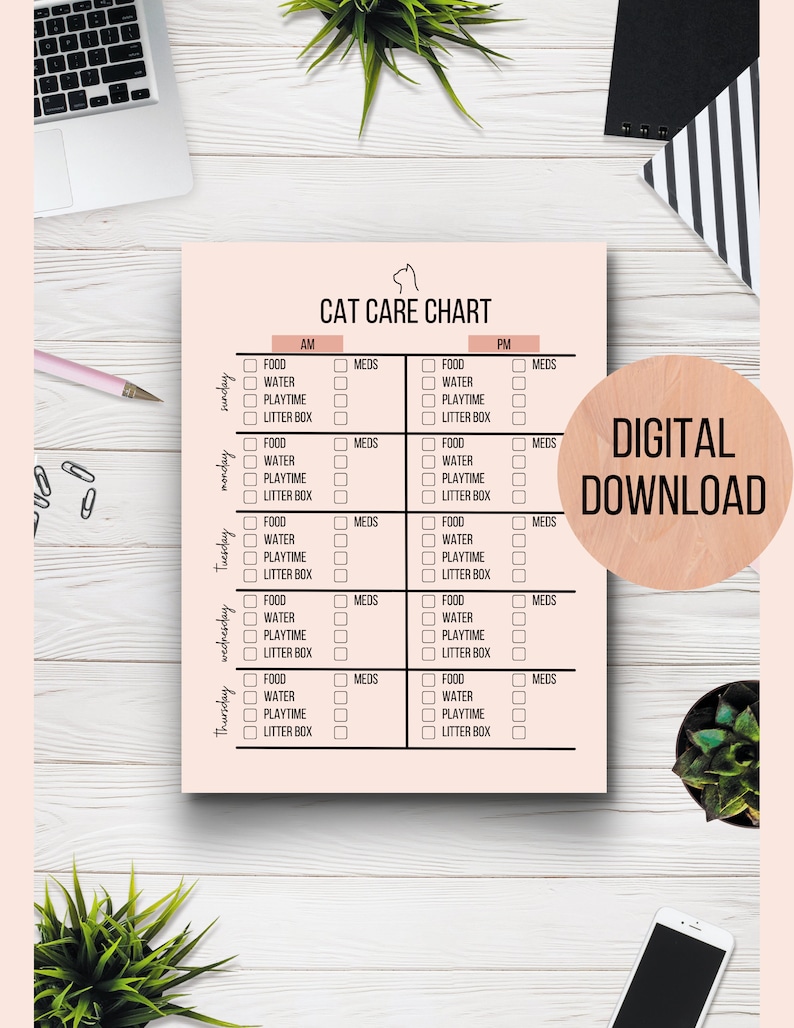 Cat Care Chart - Etsy