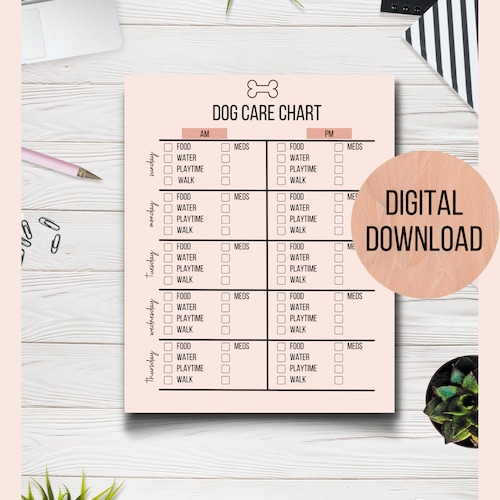 Weekly Puppy Care Chart PRINTABLE Dog Chore Chart for Kids - Etsy