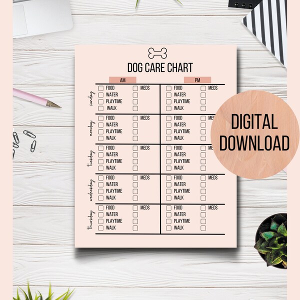 Dog Care Chart - Etsy