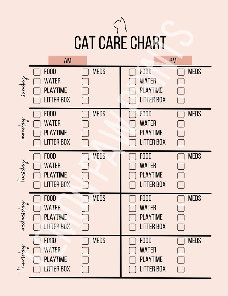 Cat Care Chart - Etsy