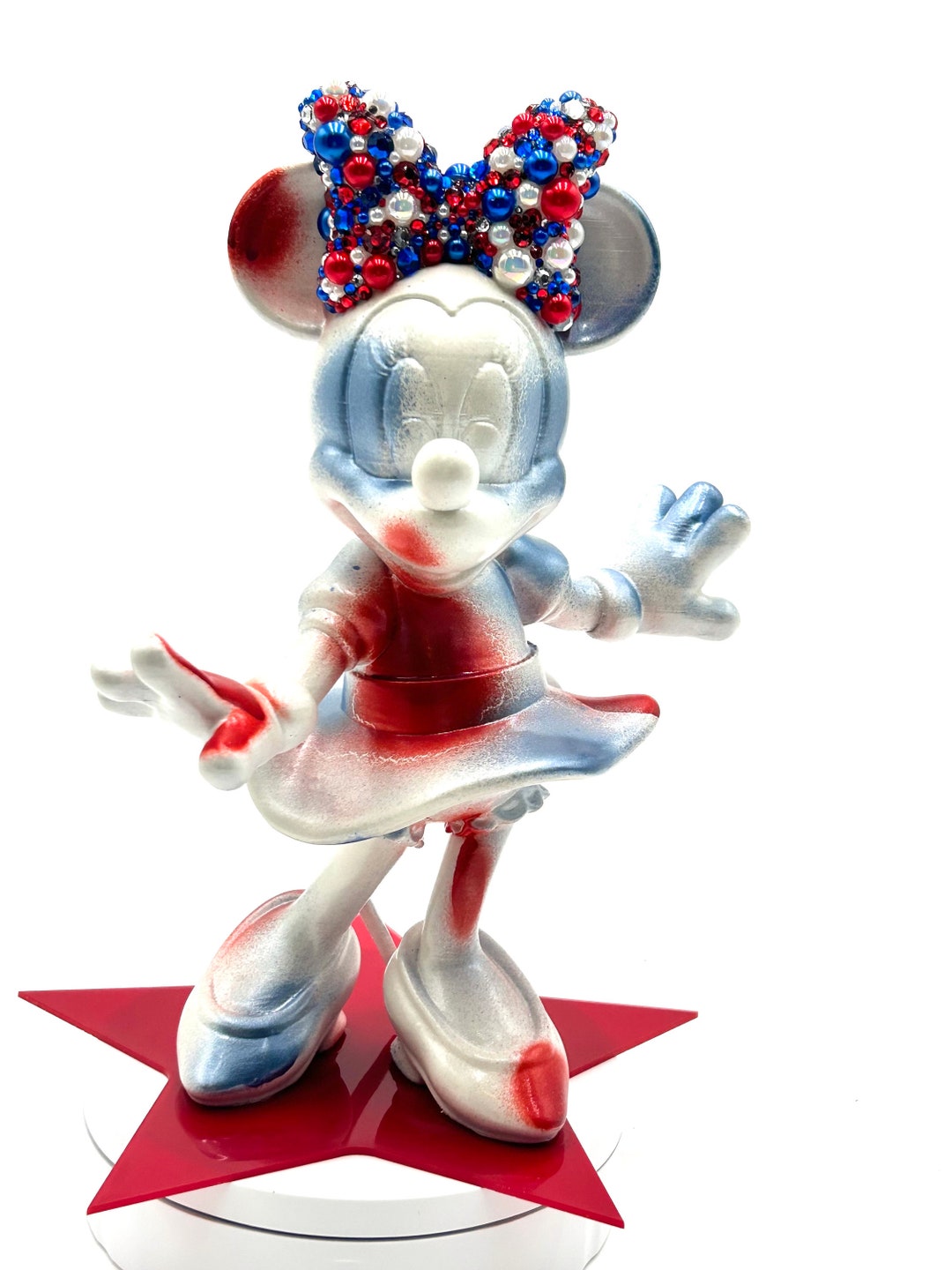 Minnie Mouse Patriotic Statue With Red, White, & Blue Bow - Etsy