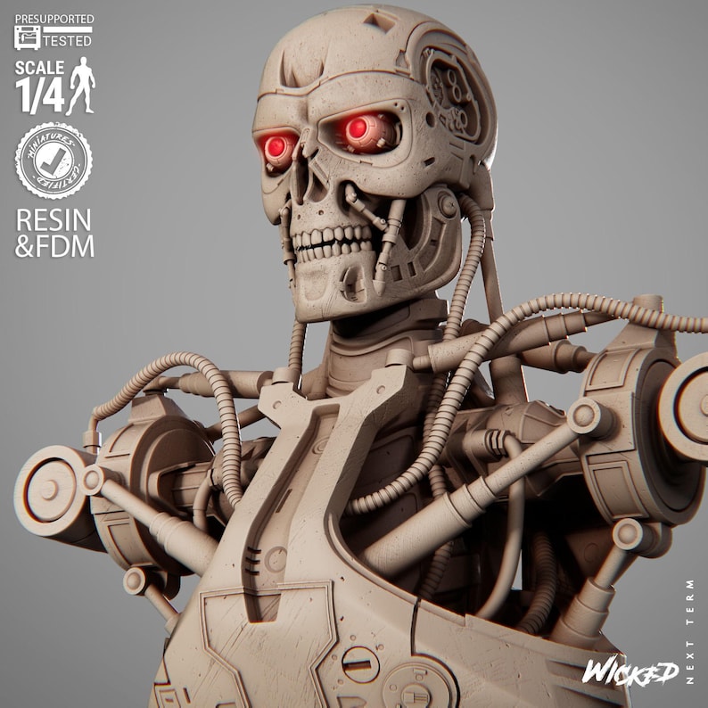 Terminator T800 Bust Kit - Resin 3d Printed - SLA - Etsy