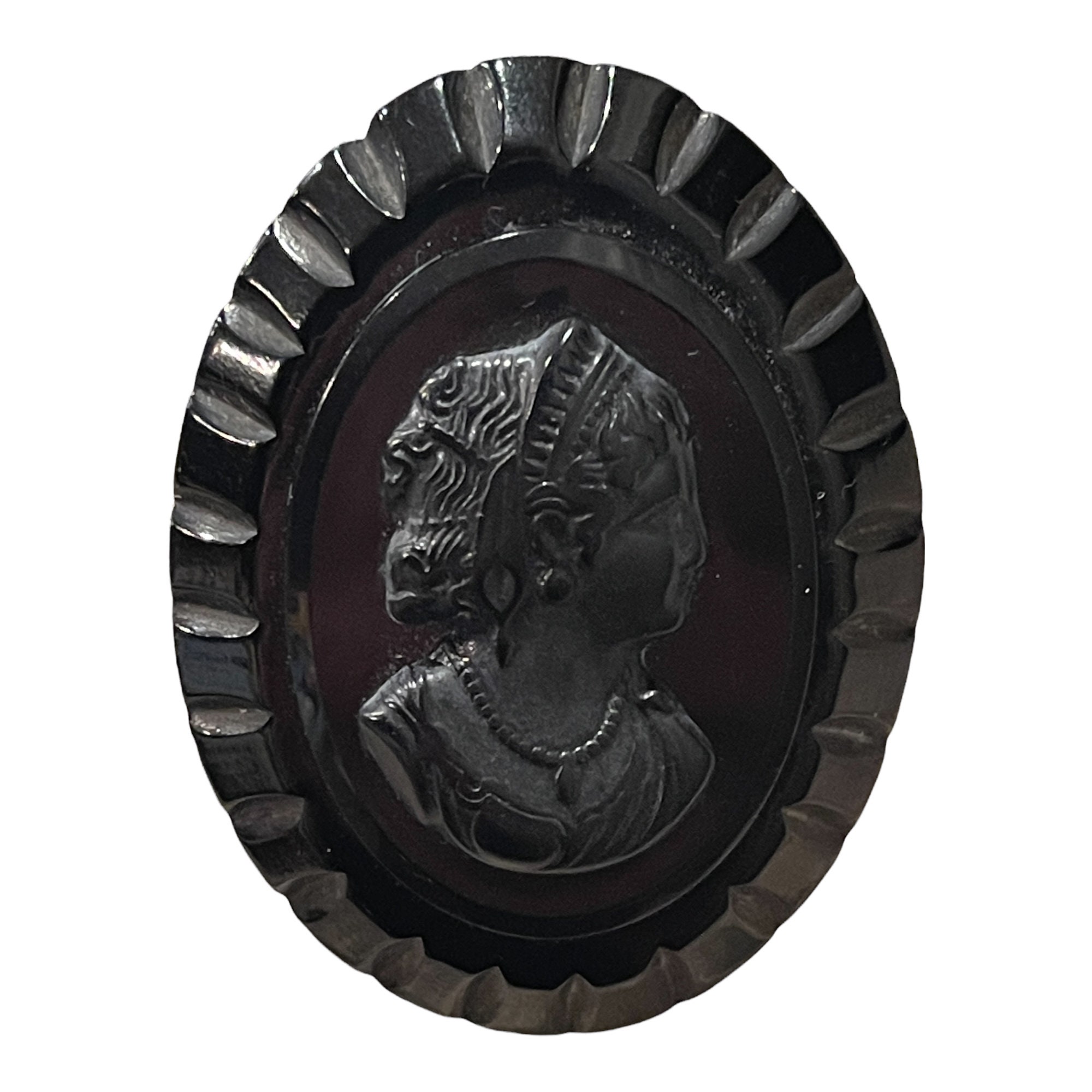 LARGE JET MOURNING Brooch. Victorian Brooch Black Cameo Brooch Mourning ...