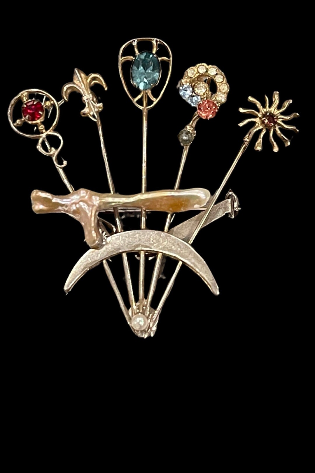 BRENDA PYE CRÉATIONS - Five Stickpin Brooch/pin - Repurposed to Include ...