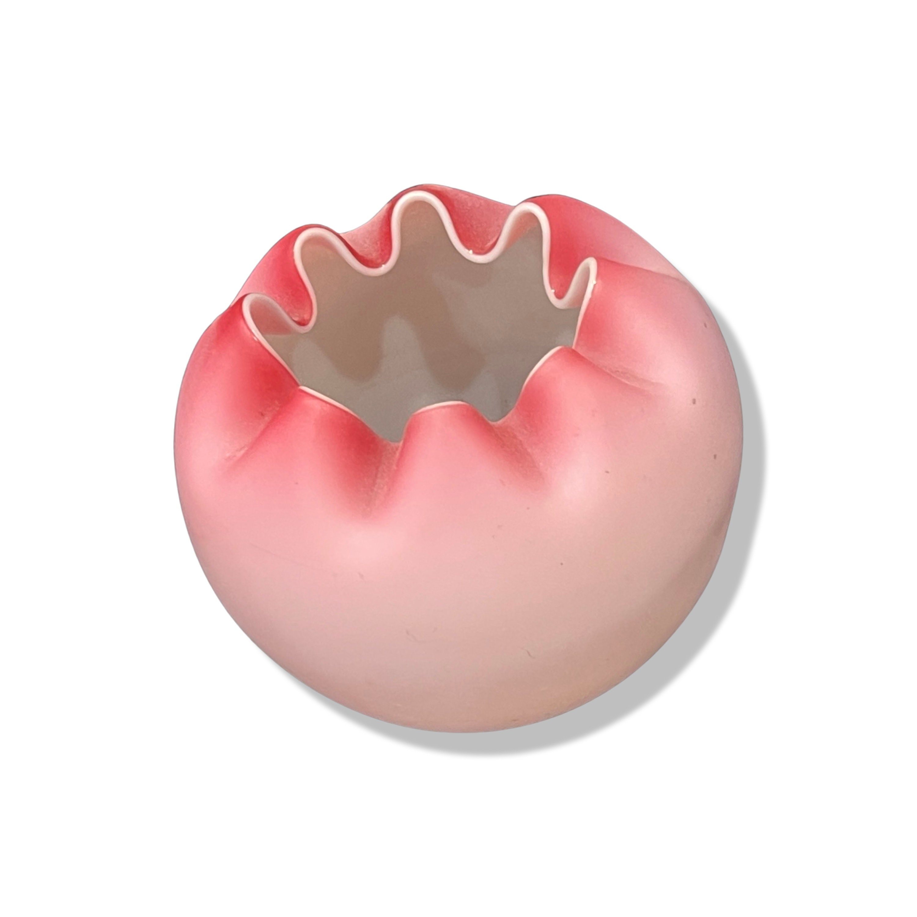 Fenton Rose Bowl Pink Satin Glass Rose Bowl Satin Rose Bowl Home Décor Vintage Rose Bowl Pink
