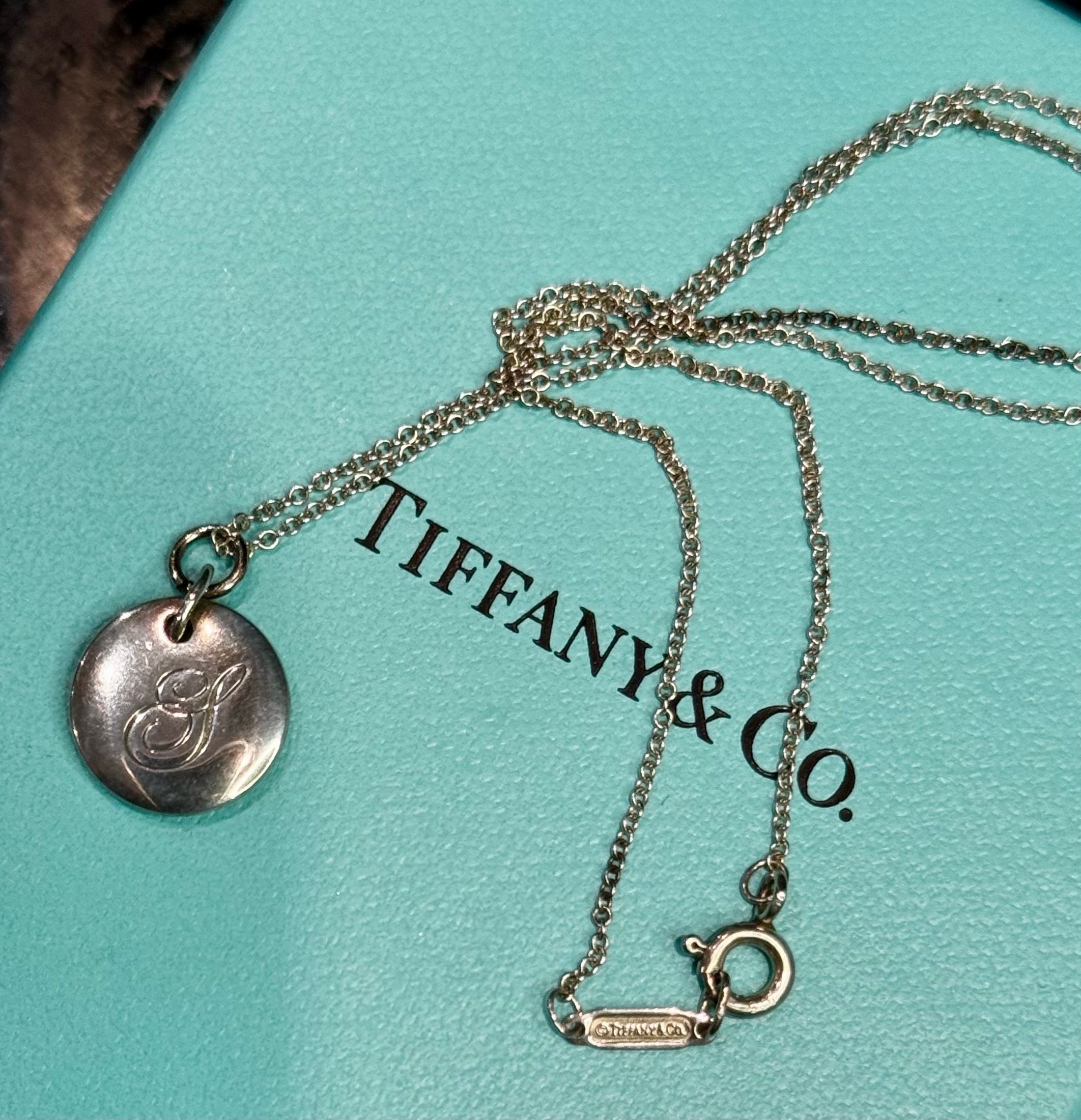 Tiffany Initial S Small Disc Pendant Necklace. 16 Sterling Silver With Pouch and Box Etsy