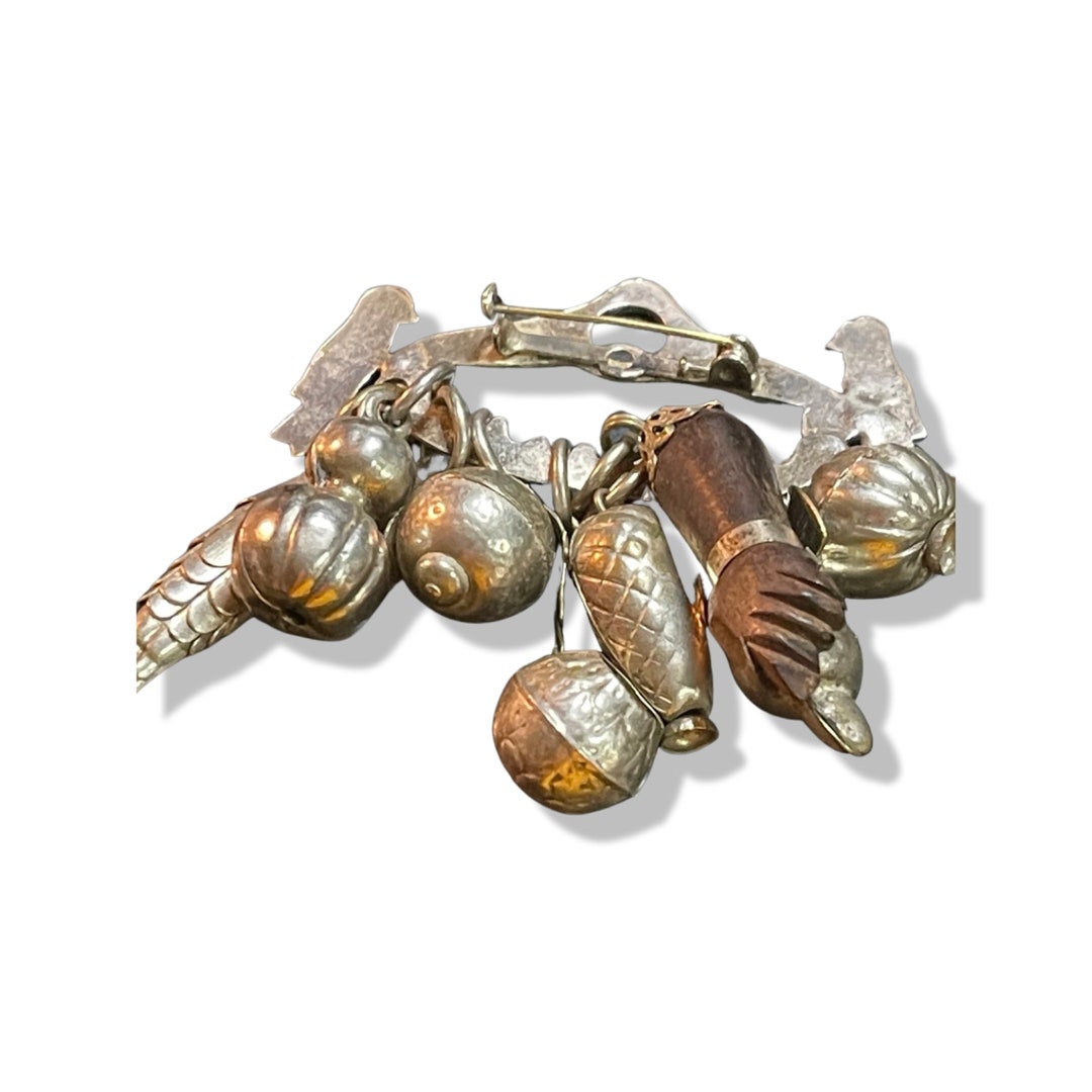 BRAZIL Pencadebalangandan Brooch - Old Silver Charm Pin Brooch - Fruit ...