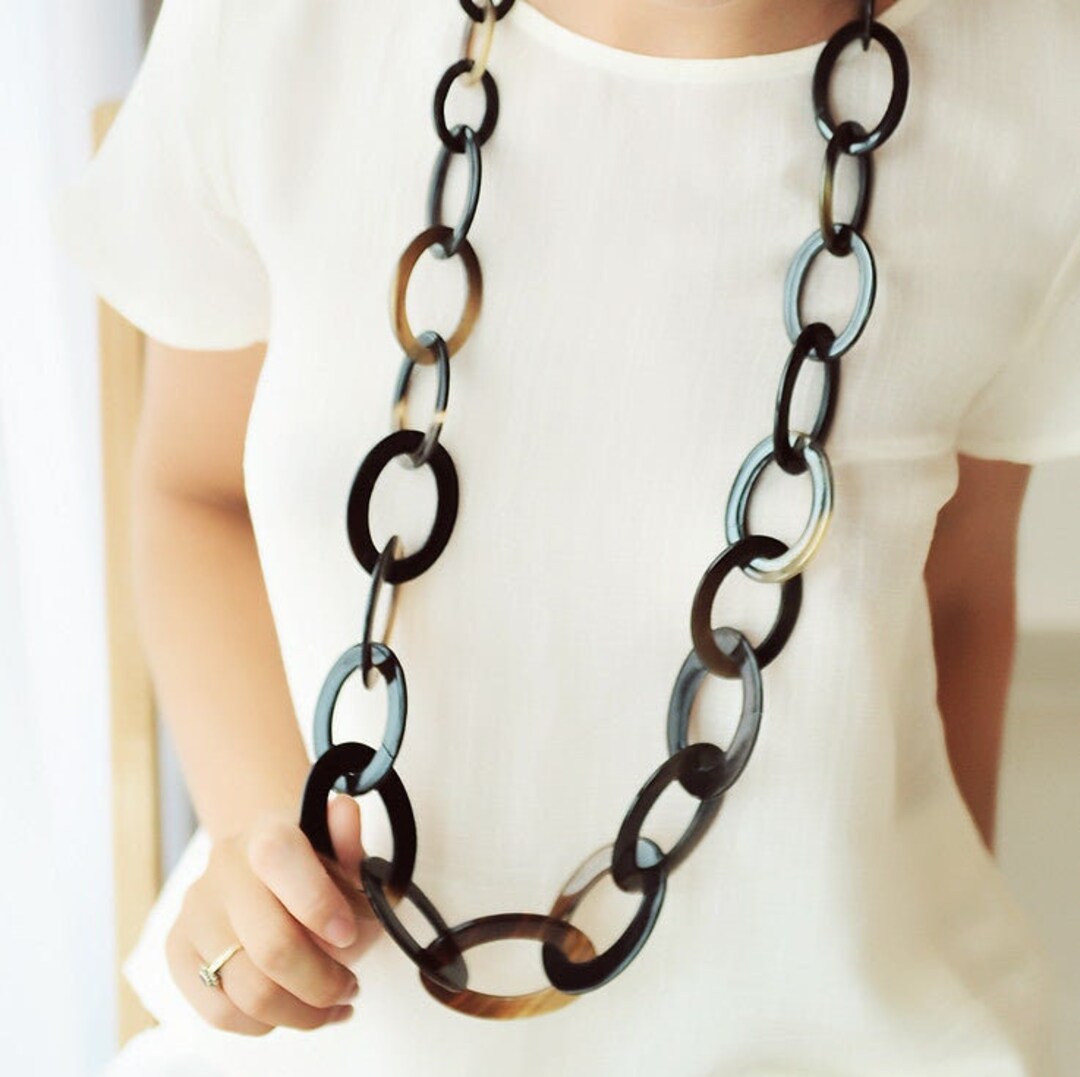 BLACK ANGUS LONG Horn Chain Necklace, Ethical - Etsy