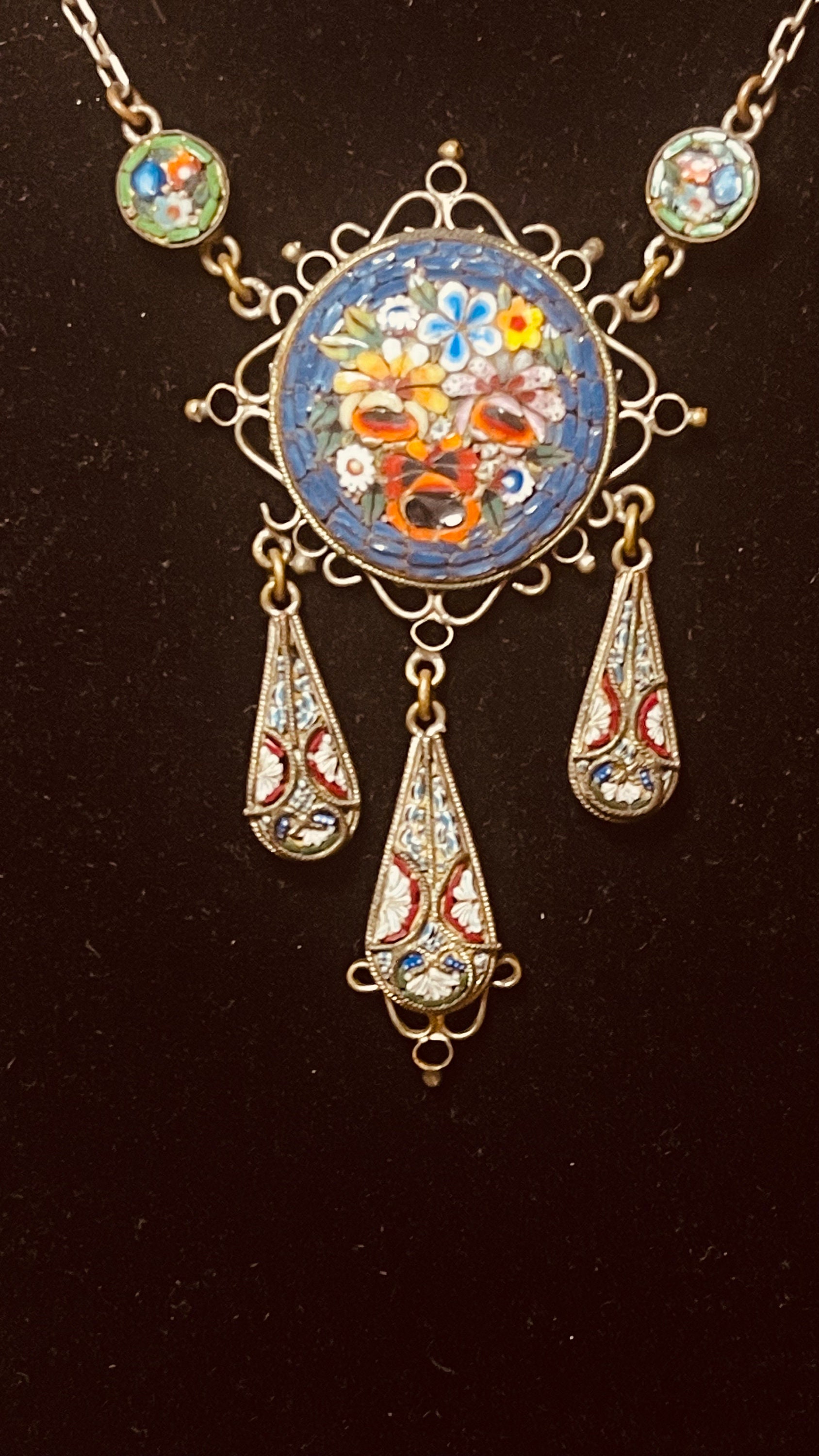 Antique Italian Grande Tour Micromosaic Regency Style Necklace Drop 25 ...