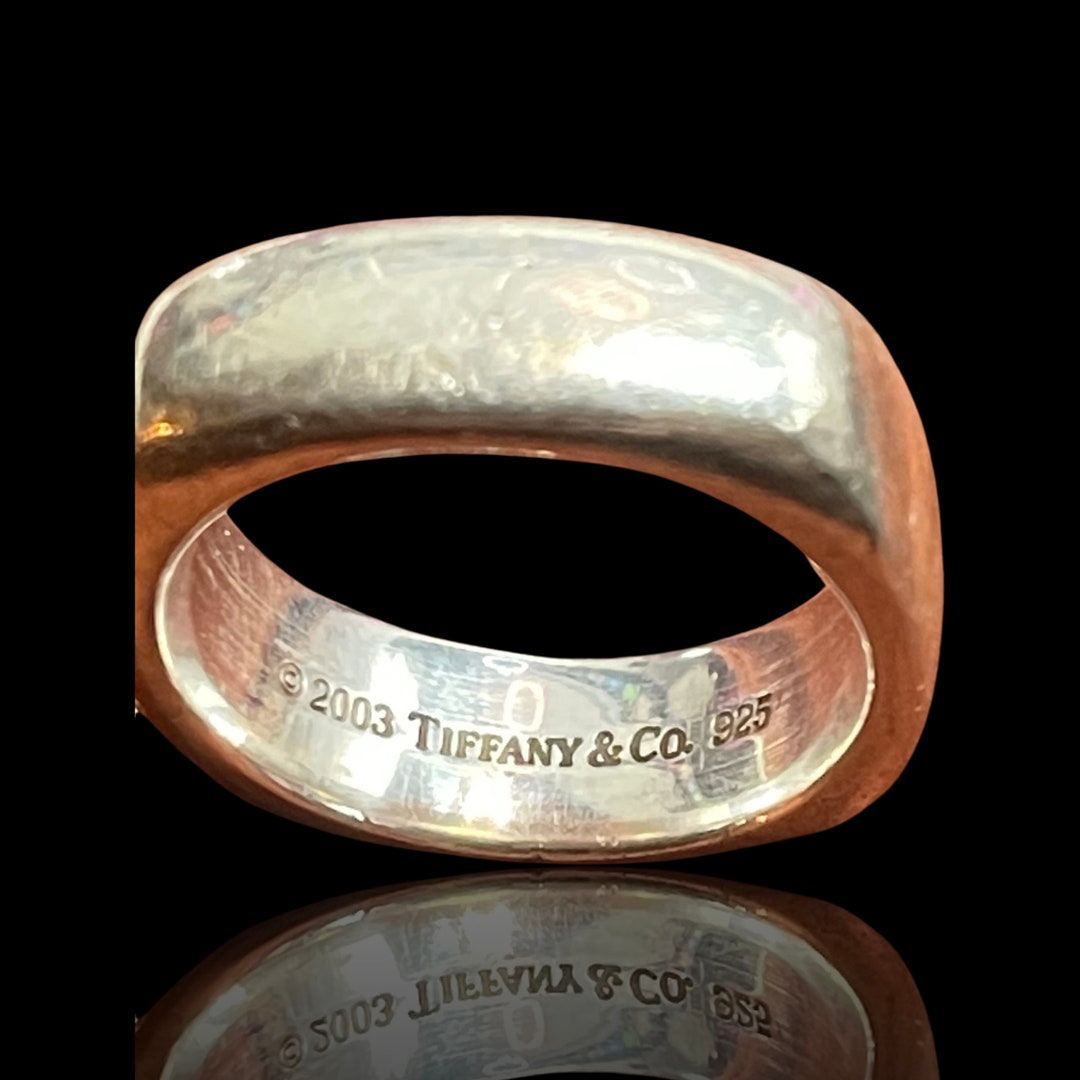 TIFFANY STERLING MEN'S Heavy Thick Square Ring, Vintage 2003, Size 10 ...