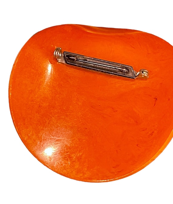 Vintage Bakelite Hat Pin: Tomato Red Brooch with Leat… - Gem