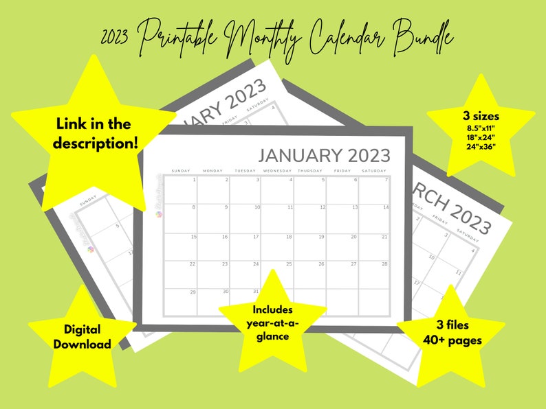 Printable 2023 Monthly Calendar Bundle -- Habit Tracking -- Small ...