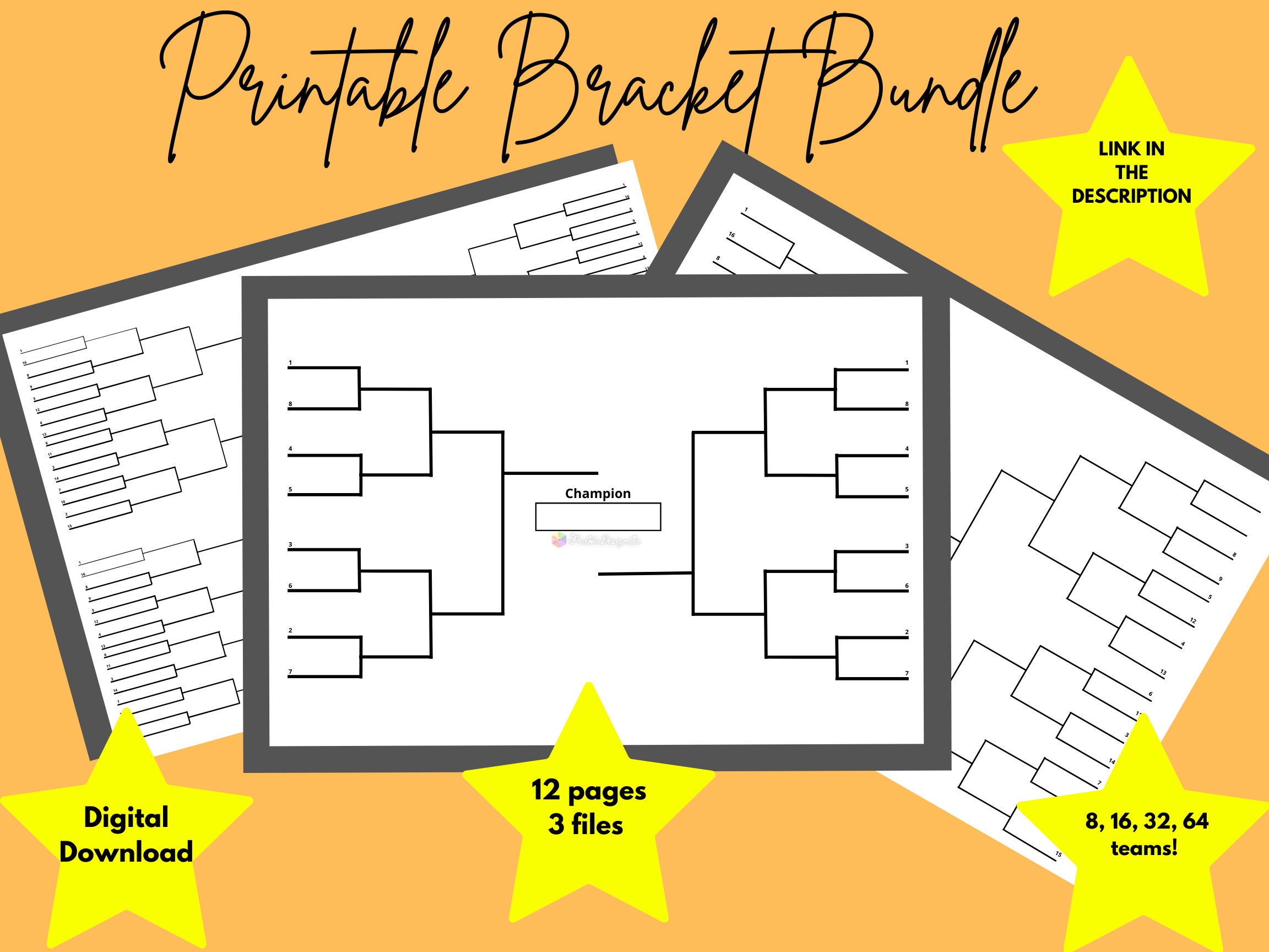 32 Team Tournament Bracket -- Kids Sports -- Party Games -- Family Game ...