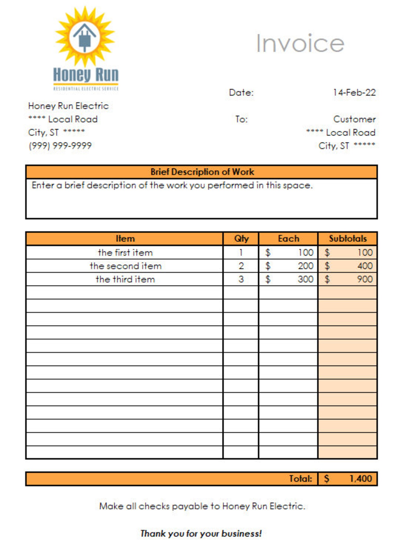 Printable Invoice Template -- Small Business Tool -- Customizable ...