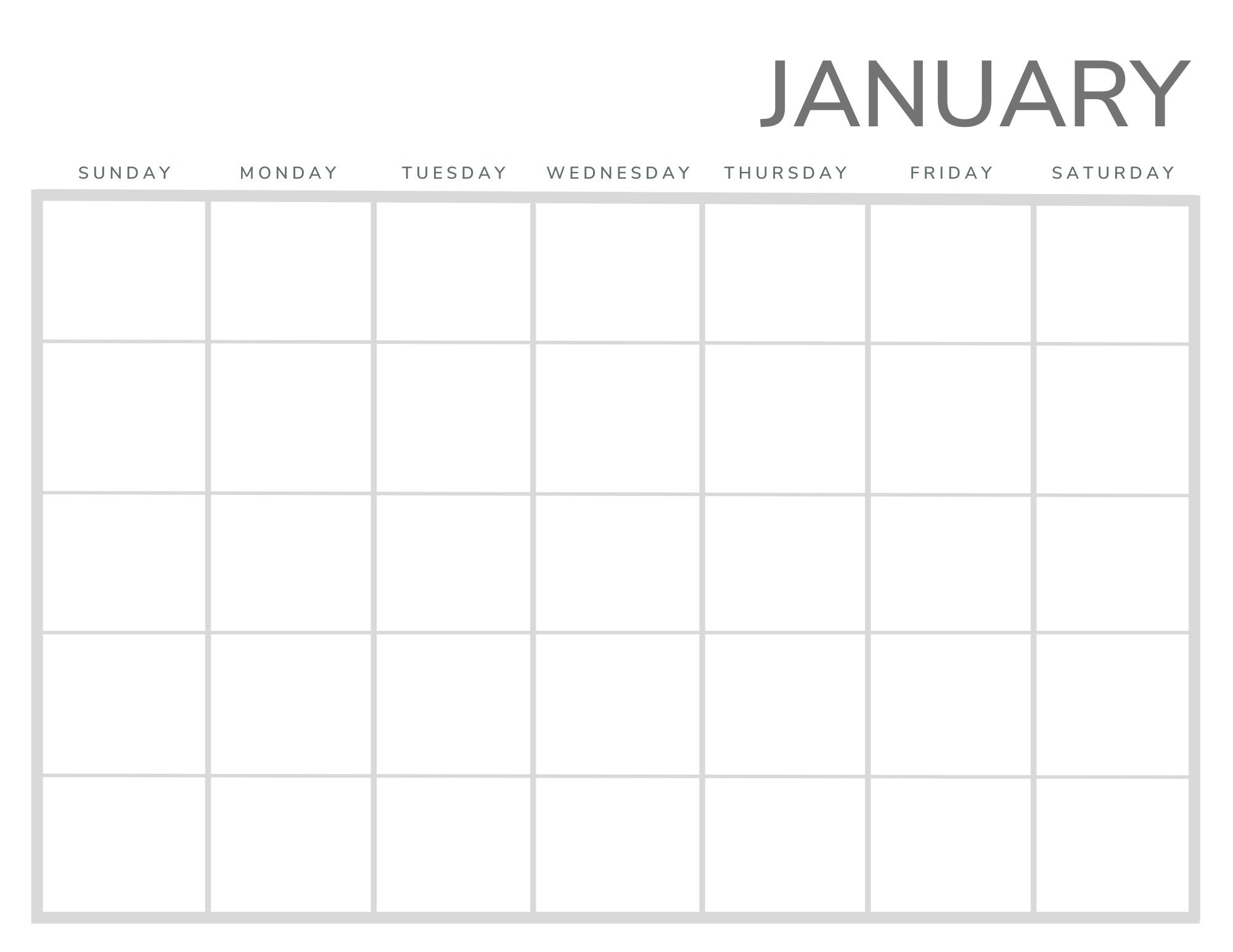 January Printable Blank Calendar Habit Tracker Digital | Etsy