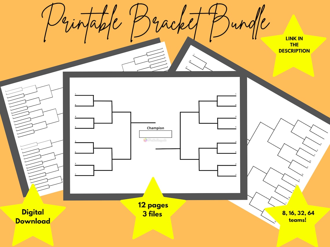64 Team Tournament Bracket -- Kids Sports -- Party Games -- Family Game ...