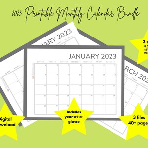 Printable 2023 Monthly Calendar Bundle -- Habit Tracking -- Small ...