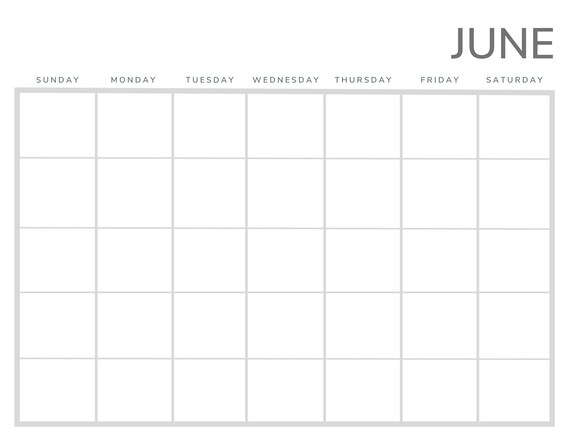 June Printable Blank Calendar Habit Tracker Digital | Etsy
