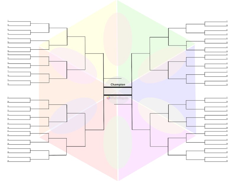 64 Team Tournament Bracket -- Kids Sports -- Party Games -- Family Game ...