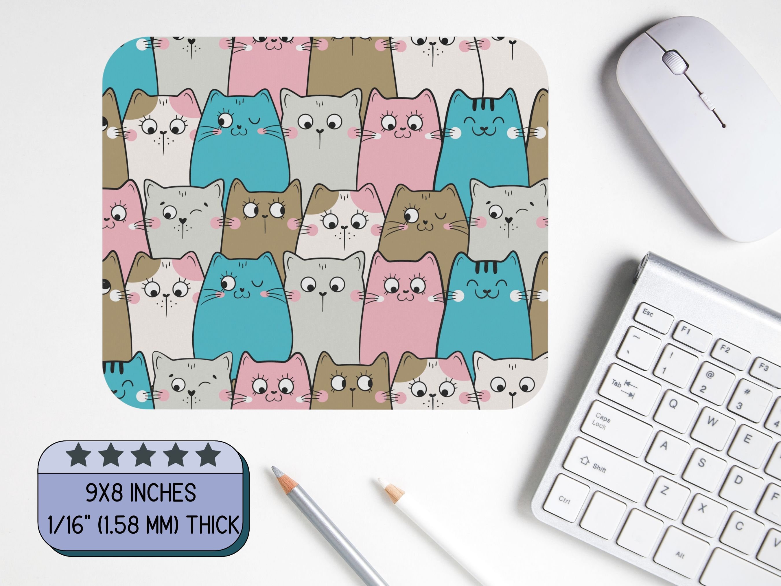 Pastel Cute Cat Mouse Pad Cat Lover Mousepad Cat Mom Office - Etsy