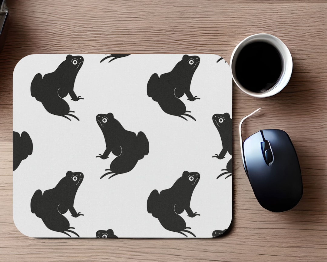 Black and White Frog Mousepad, Cute Mouse Pad, Frog Pattern Mousepad ...