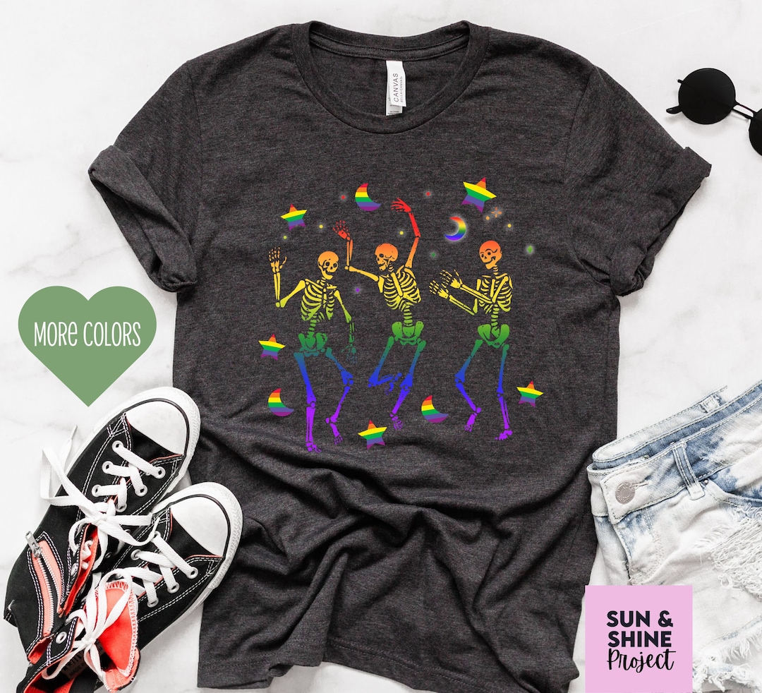 Gay Pride Shirt LGBTQ Dancing Skeleton Shirt Rainbow - Etsy