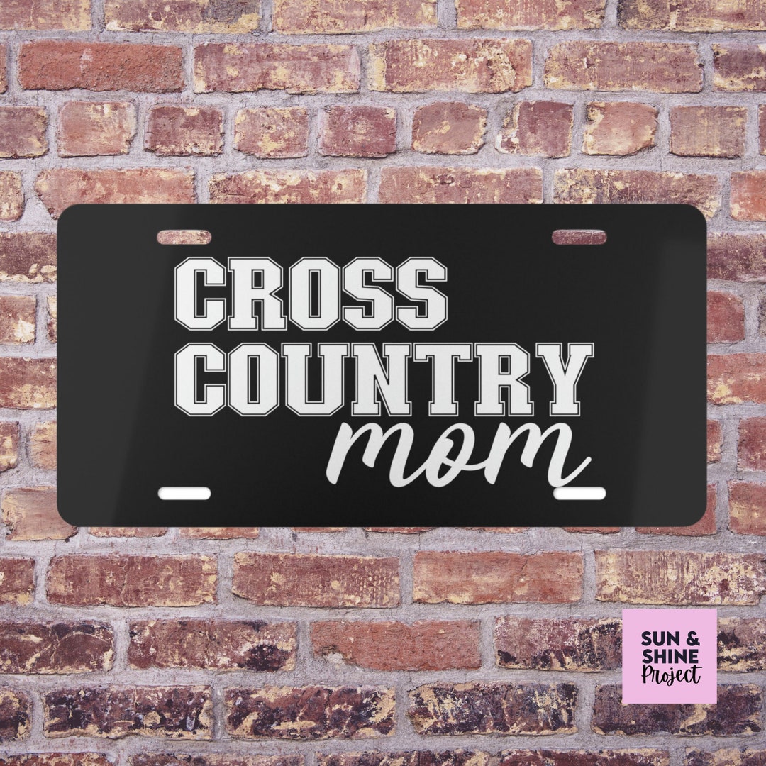 Cross Country Mom Front License Plate, Track Mom, Running Black License ...