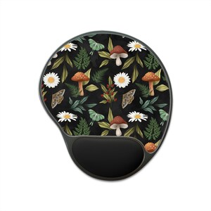 Botanical Mushroom Mouse Pad With Wrist Rest, Floral Mouse Pad ...