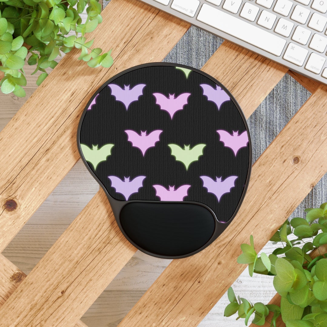 Gothic Aesthetic Mousepad, Bat Mouse Pad With Wrist Rest, Cute Black ...