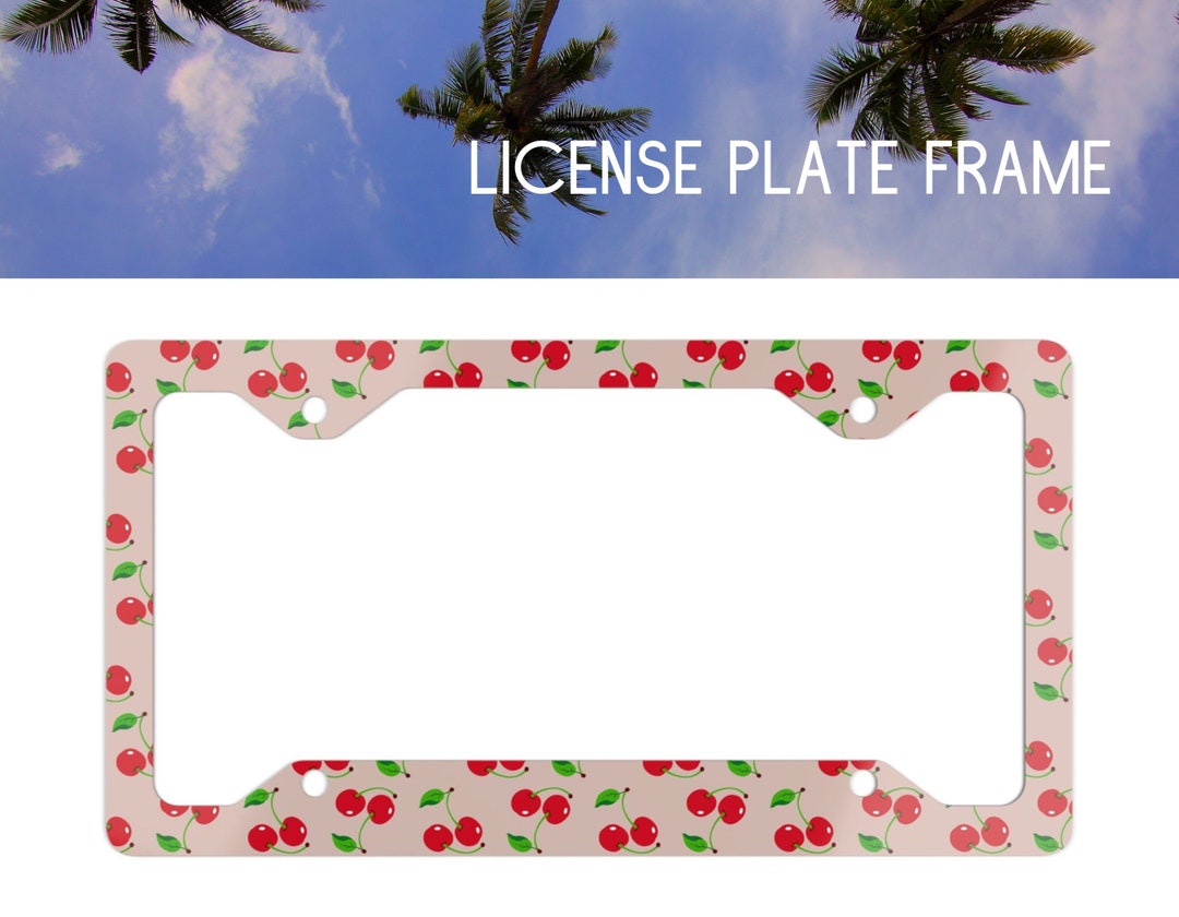Groovy Cherries License Plate Frame, Cute Retro Cherry License Plate ...
