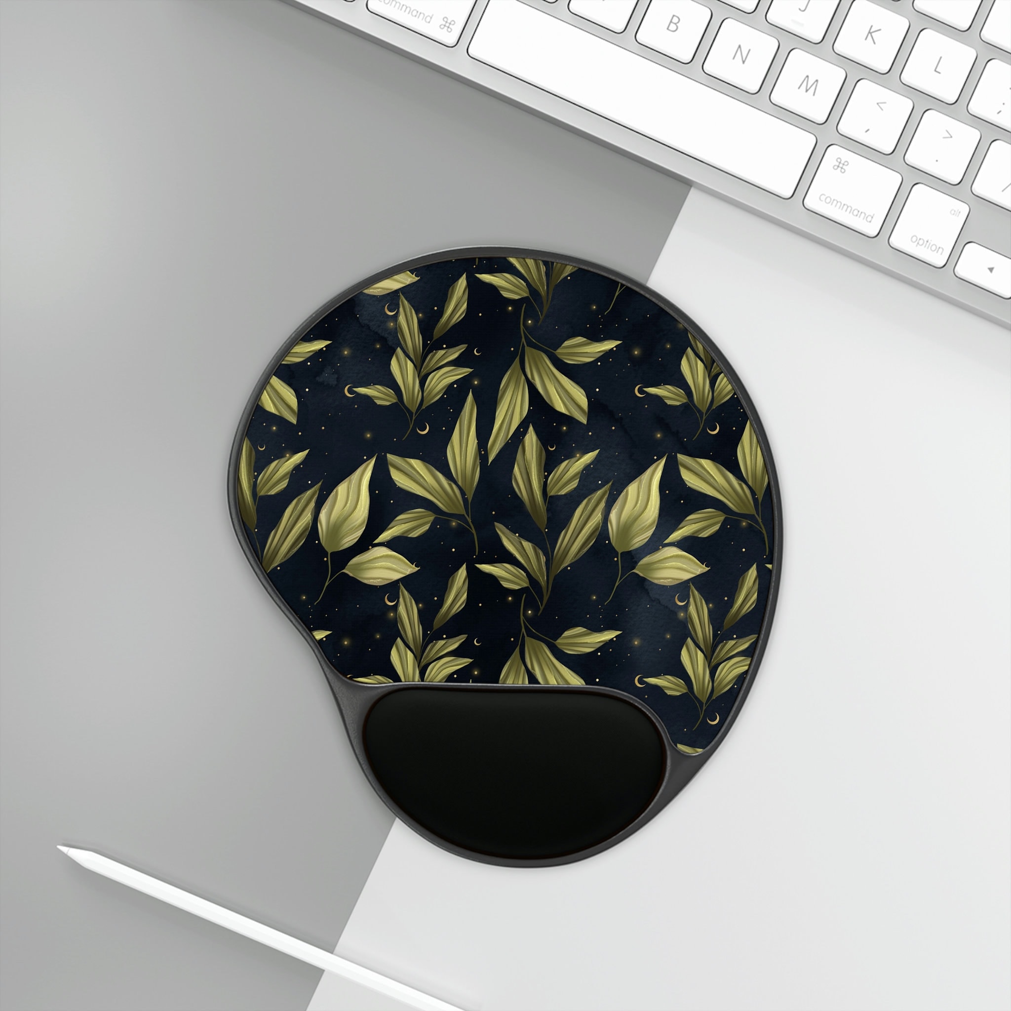 Celestial Mouse Pad With Wrist Rest, Black Stars and Moon Mouse Pad ...