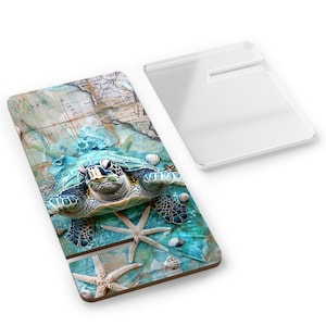 Oceanic Wanderer Phone Stand Sea Turtle Nautical Map Design Hardboard ...