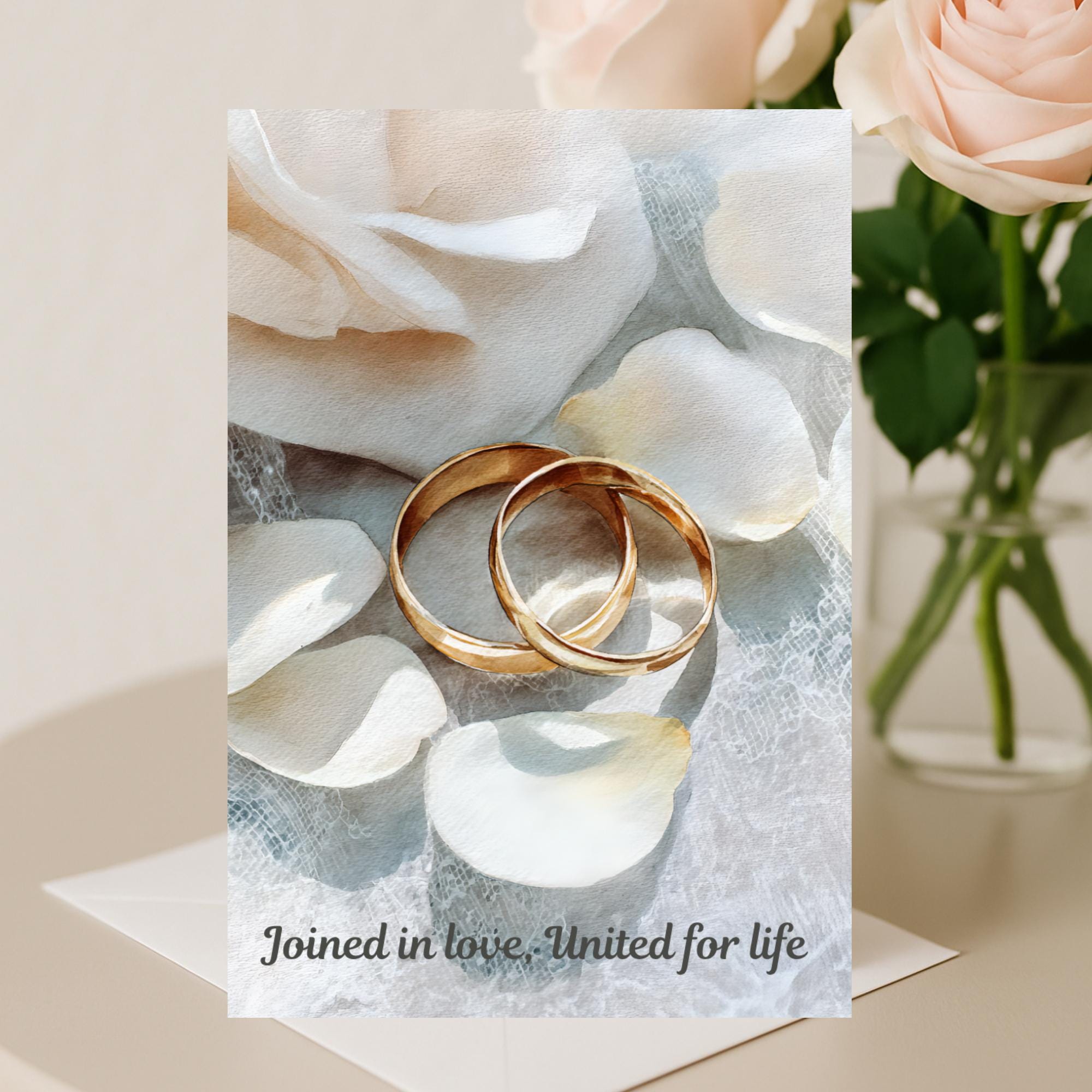 Wedding Rings Card Printable, Joined in Love United for Life 5x7 ...