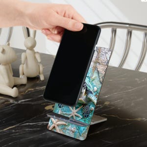 Oceanic Wanderer Phone Stand Sea Turtle Nautical Map Design Hardboard ...