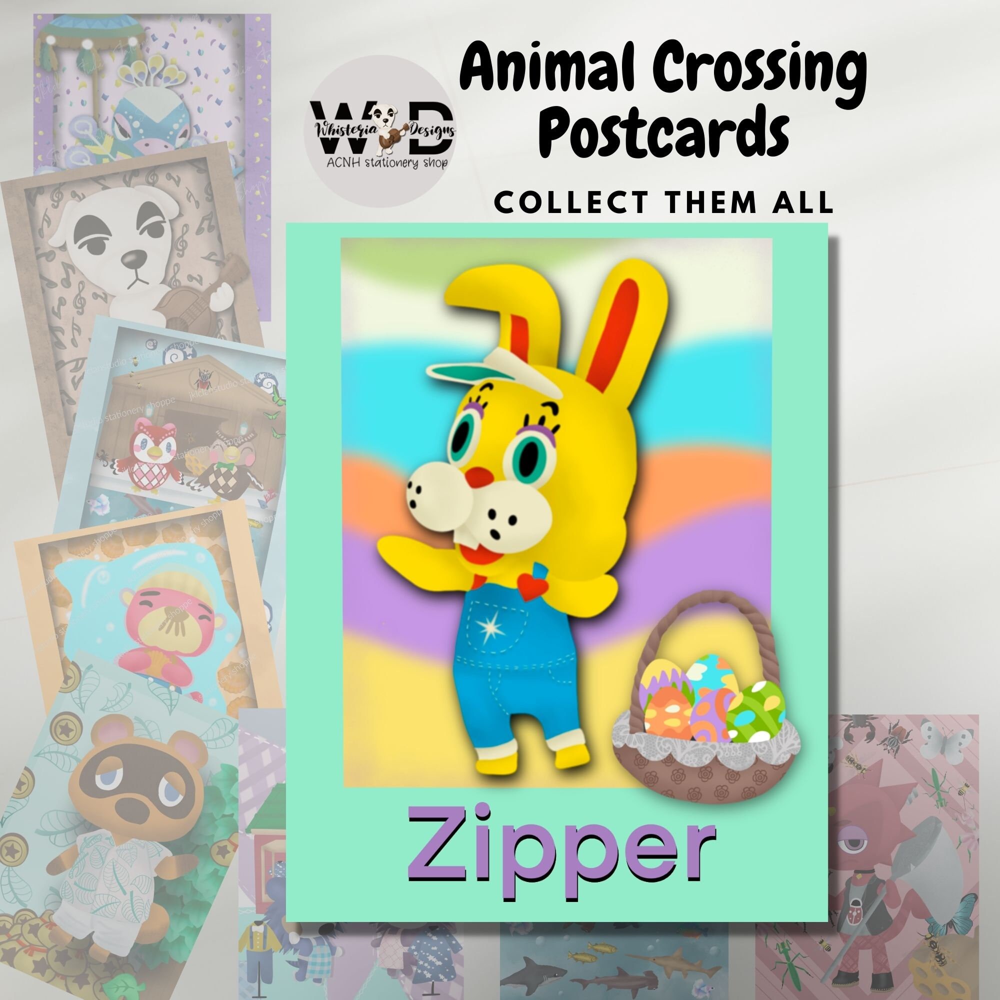 Zipper Animal Crossing Postcards Fan Art Stationery - Etsy