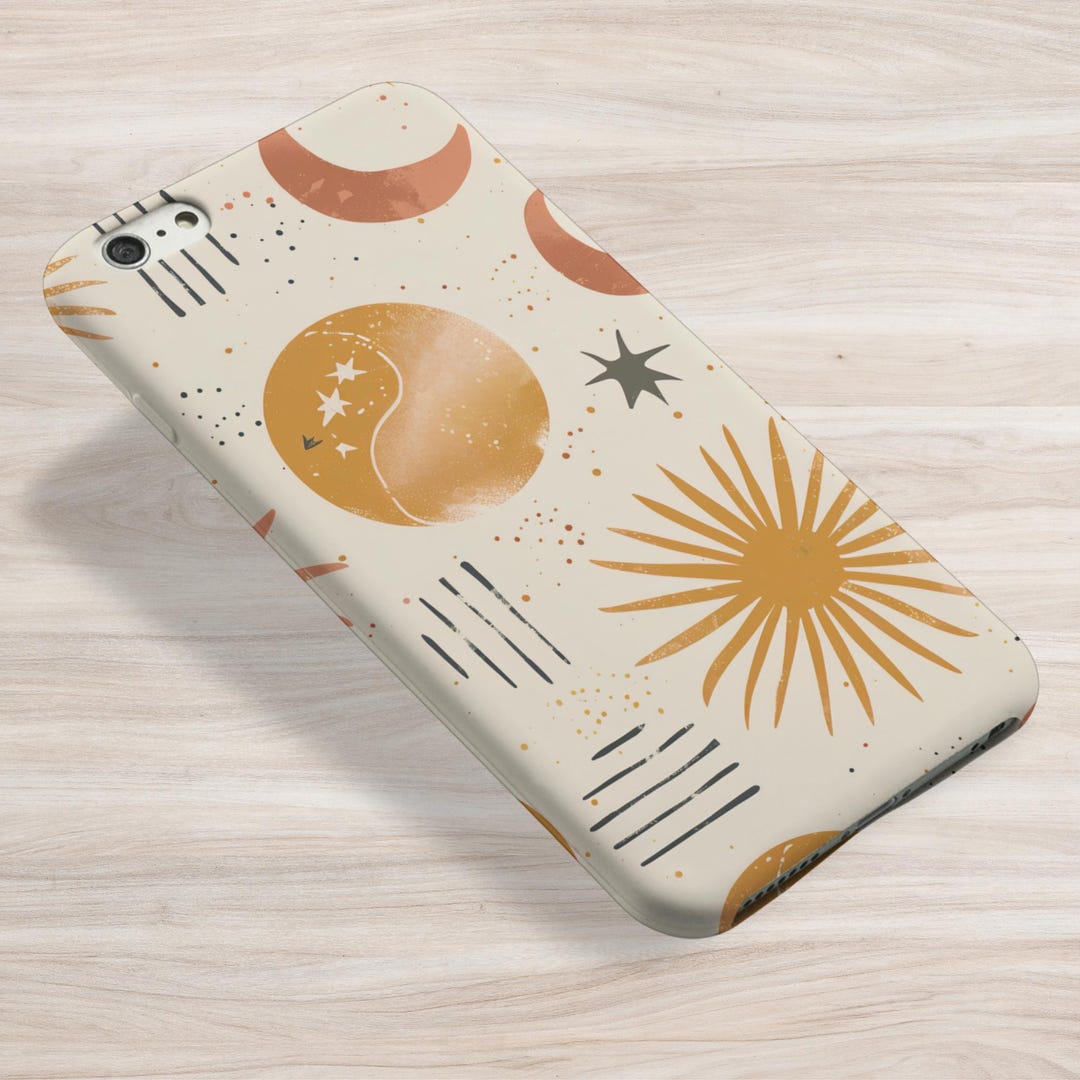 Celestial Sunburst Boho Sun Moon Cosmic Custom Protective Phone Case ...