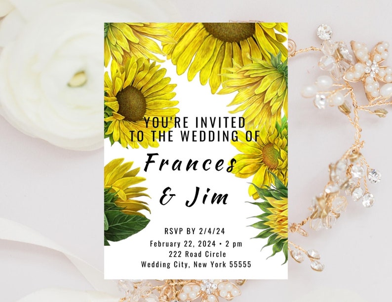 Paper & Party Supplies Sunflower Summer Wedding Invitation Set ...