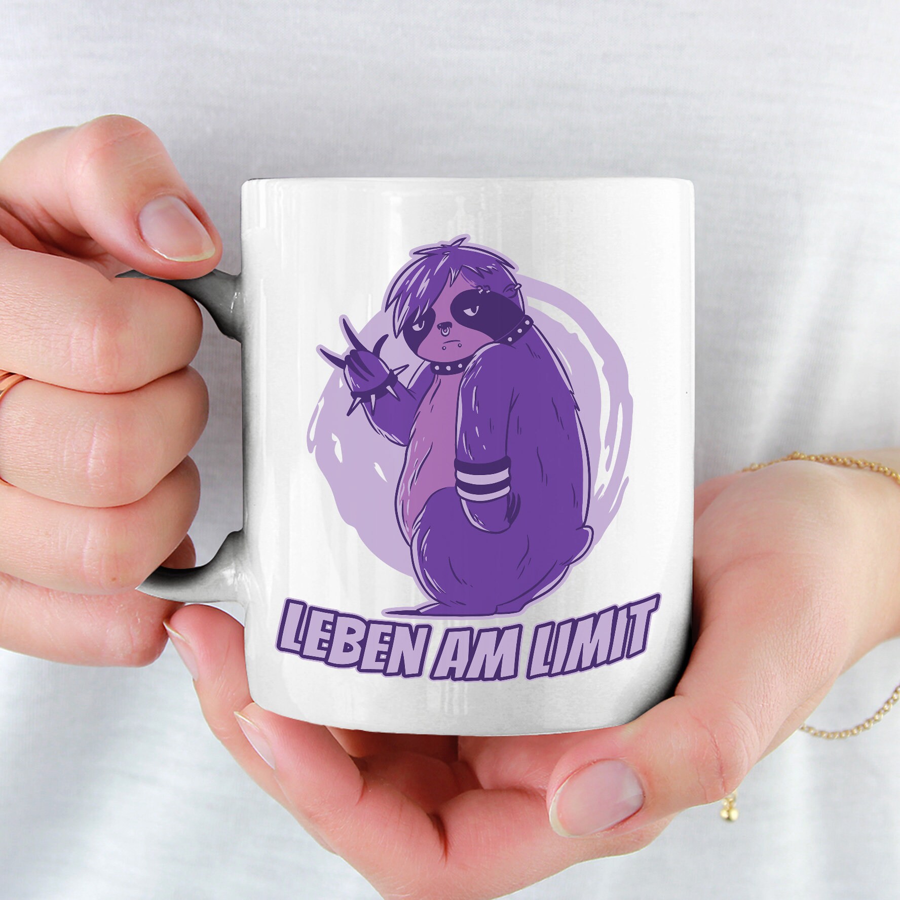 Life at the Limit Emo Sloth Cup Cheeky Coffee Cup for Gothics No-sayer ...