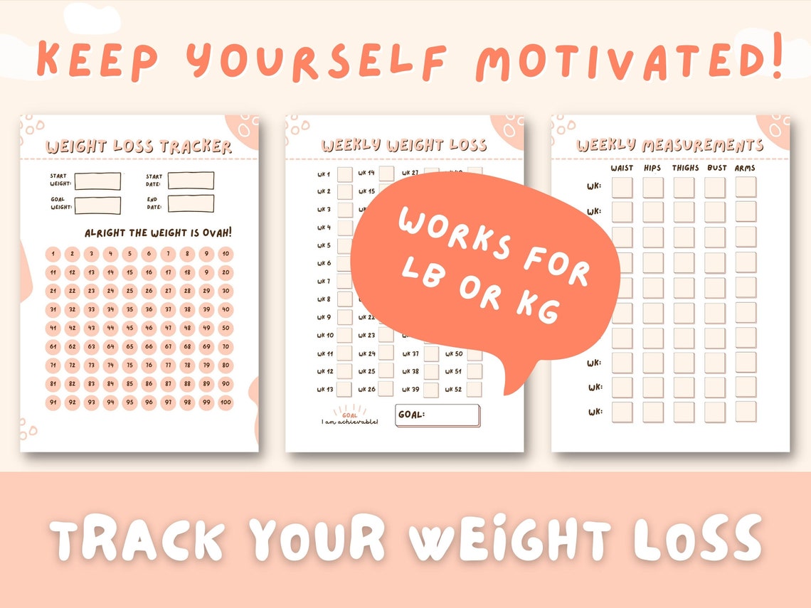 Weight Loss Tracker PRINTABLE Template PDF. Daily, Weekly and Monthly ...