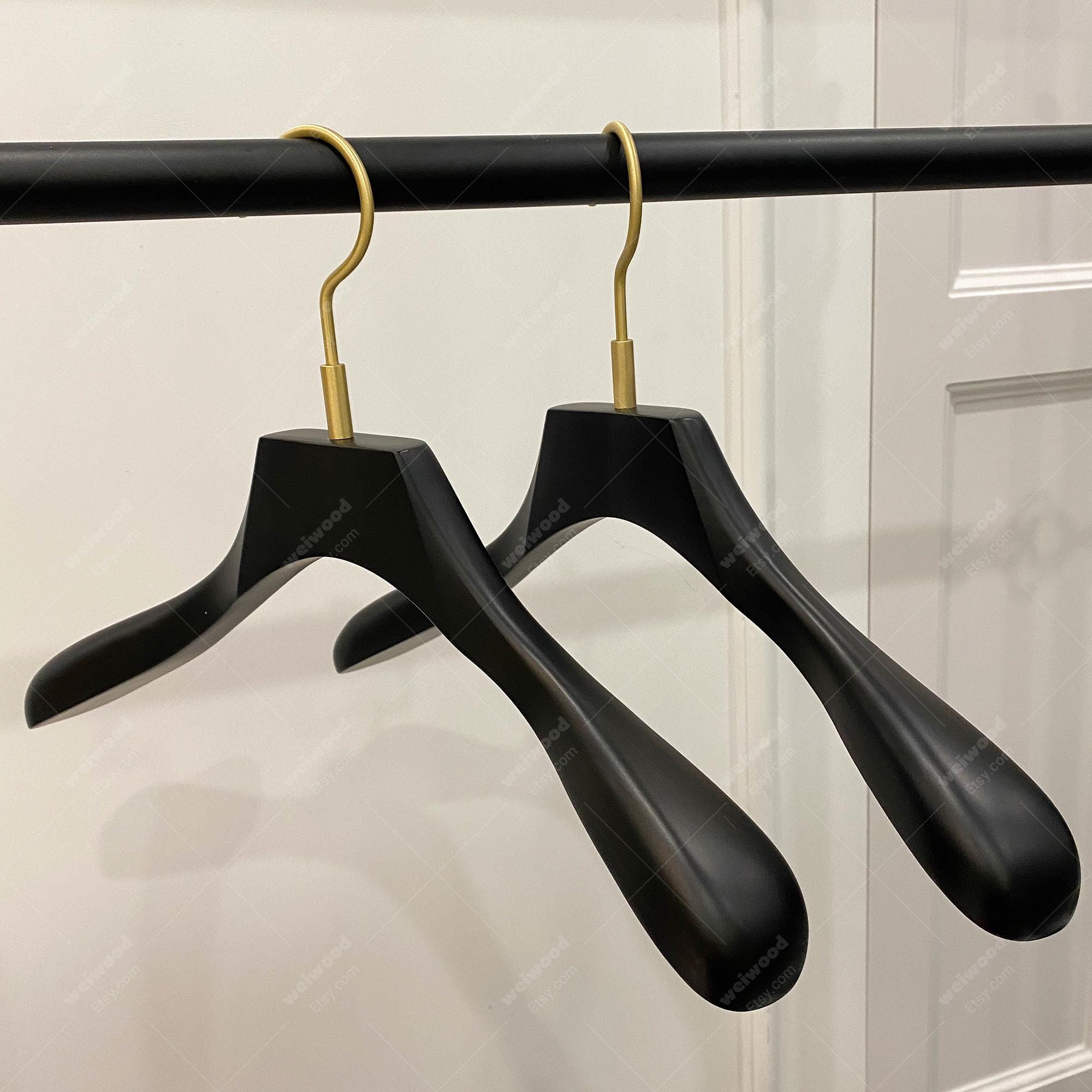 Black Beech Coat Hangers Solid Wood With Brass Swivel Hook wide Shoulder Hanger for Suit Luxury Clothes Hanger for Wardrobe Etsy UK